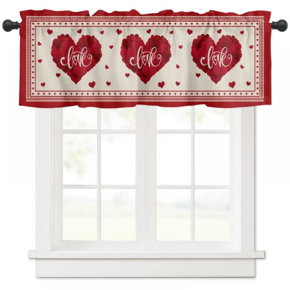 Brand Clearance!!Valentines Day Valance Curtains Red Pink Hearts ...