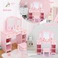 Kids Vanity Set with Mirror and Drawer - Girls' Vanity Table and Chair ...