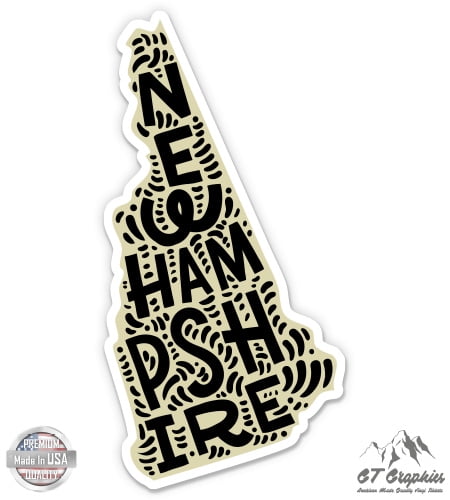 New Hampshire Shape Cute Letters Native Local - 8" Vinyl Sticker - For ...