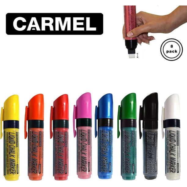 Carmel Liquid Chalk Marker Wide Tip, Removable Water-Based Chalk Pen ...