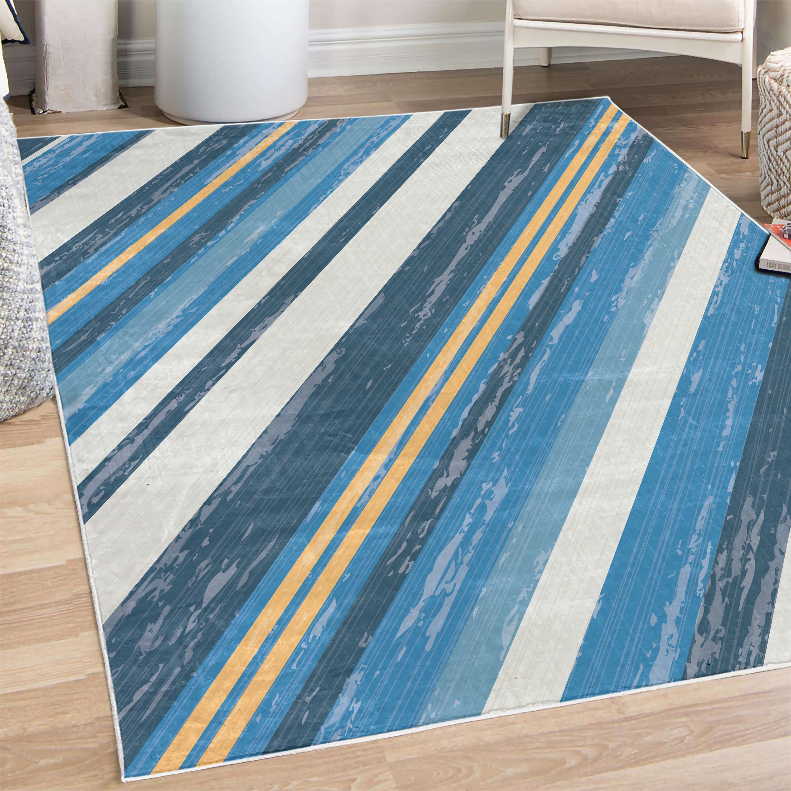 Vintage Decorative Rug, Diagonal Stripes on Old Aged Design Grungy ...