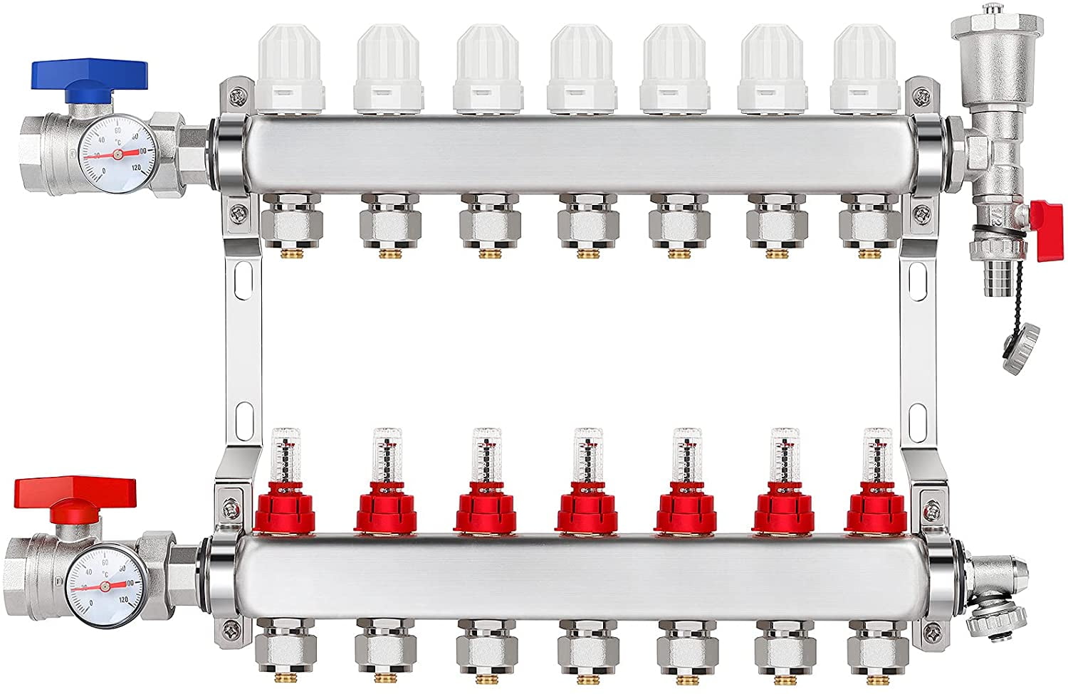 PEX Manifold Radiant Floor Heating Set 7 Loop 1/2" PEX Tubing Stainless ...