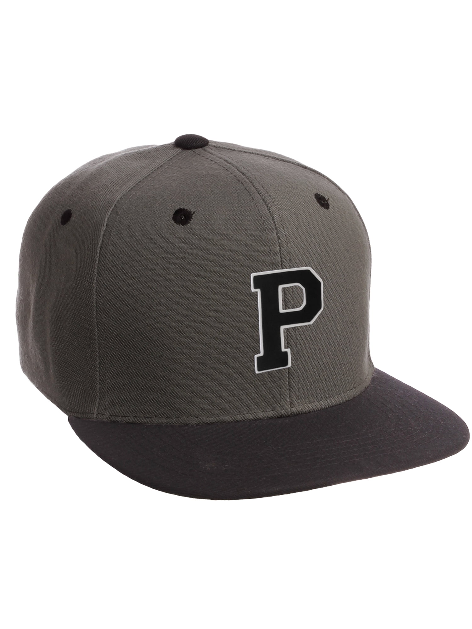 Classic Snapback Hat Custom A to Z Initial Letters, Charcoal Black Cap ...