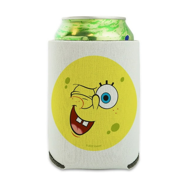 Spongebob Winking Face Can Cooler Drink Sleeve Hugger Collapsible Insulator Beverage