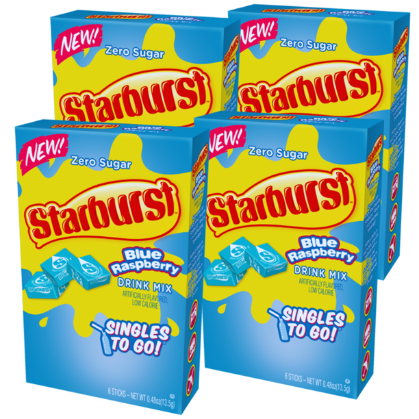 Starburst Blue Raspberry Singles-To-Go Fruity Burst of Sugar-Free ...