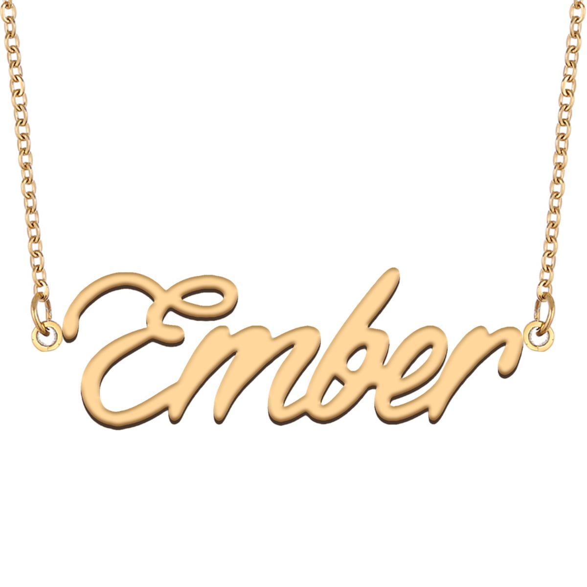 HUAN XUN Ember Name Necklace Pendant Teen Girl Name Choker Necklace ...