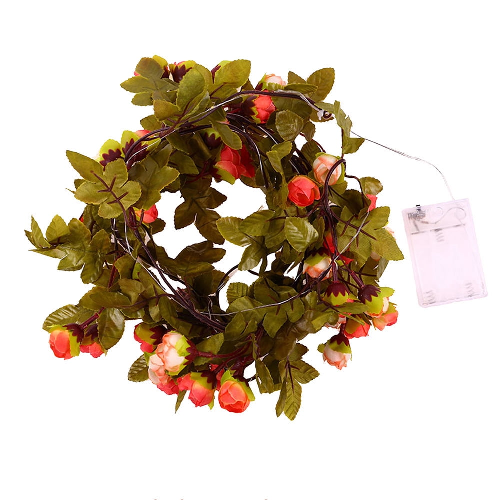 DYstyle Artificial Rose Flower Vine LED String Lights 7.2ft 30LEDs ...