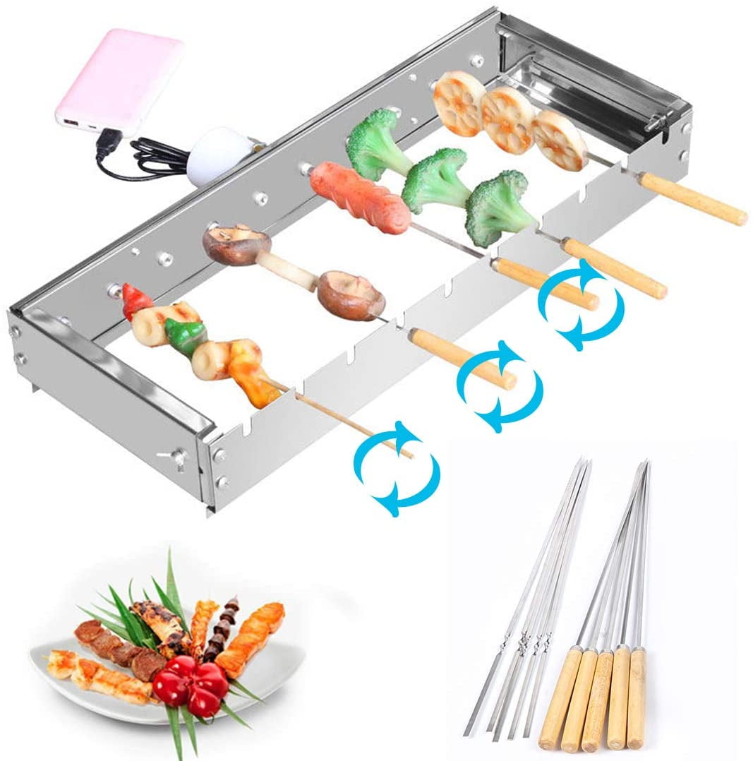 Electric Barbecue Skewer Rack for Grilling with 10pcs Stainless Steel ...