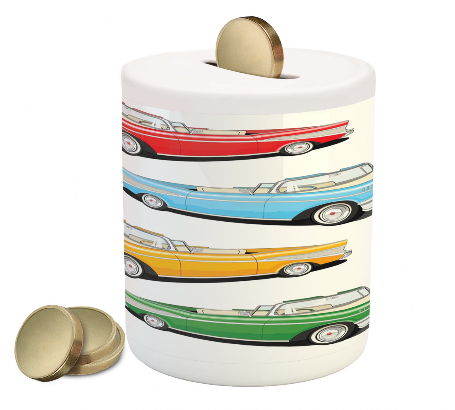 Manly Piggy Bank, Arrangement of 4 Classic Car Roadsters Old Fashioned ...
