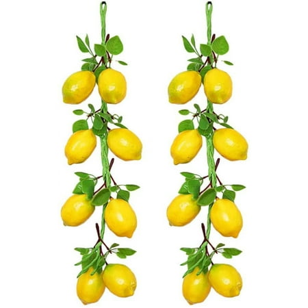 Artificial Lemon Branches - 2-Piece Set with Lifelike Fake Fruit Props ...