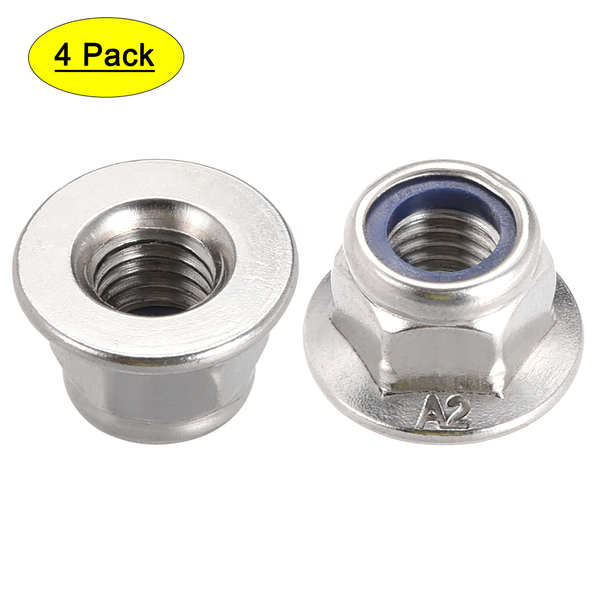 M10x1.5mm Hex Flange Nylon Insert Lock Nuts, 304 Stainless Steel, 4 Pcs - Walmart.com