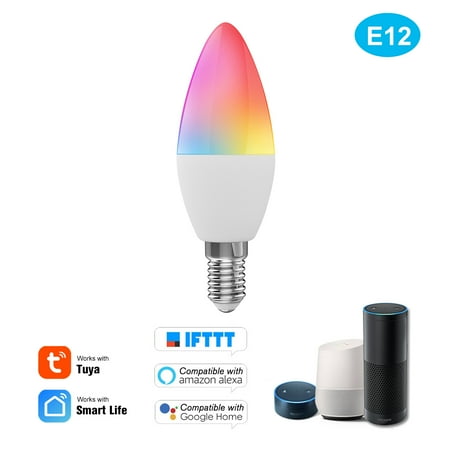 dodocool WiFi Smart Bulb RGB+W+C LED Candle Bulb 5W E12 Dimmable Light ...