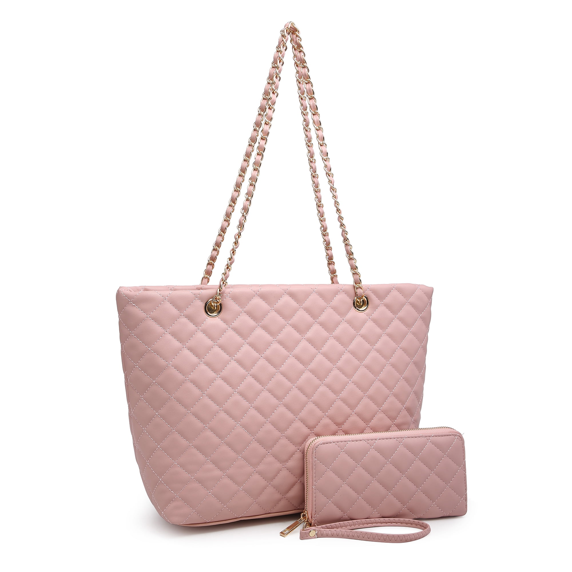 XB Women's Quilted Tote Bag Set Classic Leather Shoulder Bag with Purse ...