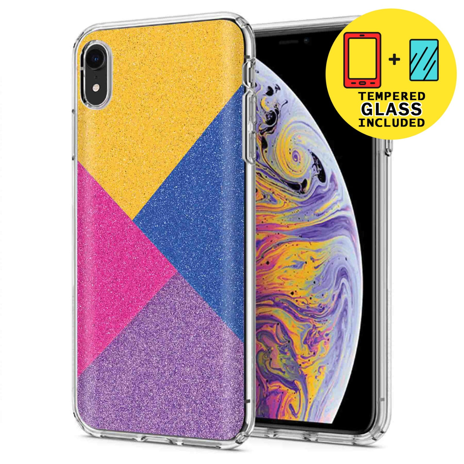 Clear TPU Phone Case for Apple iPhone XR,Colorful Geometric Sand,Temper ...