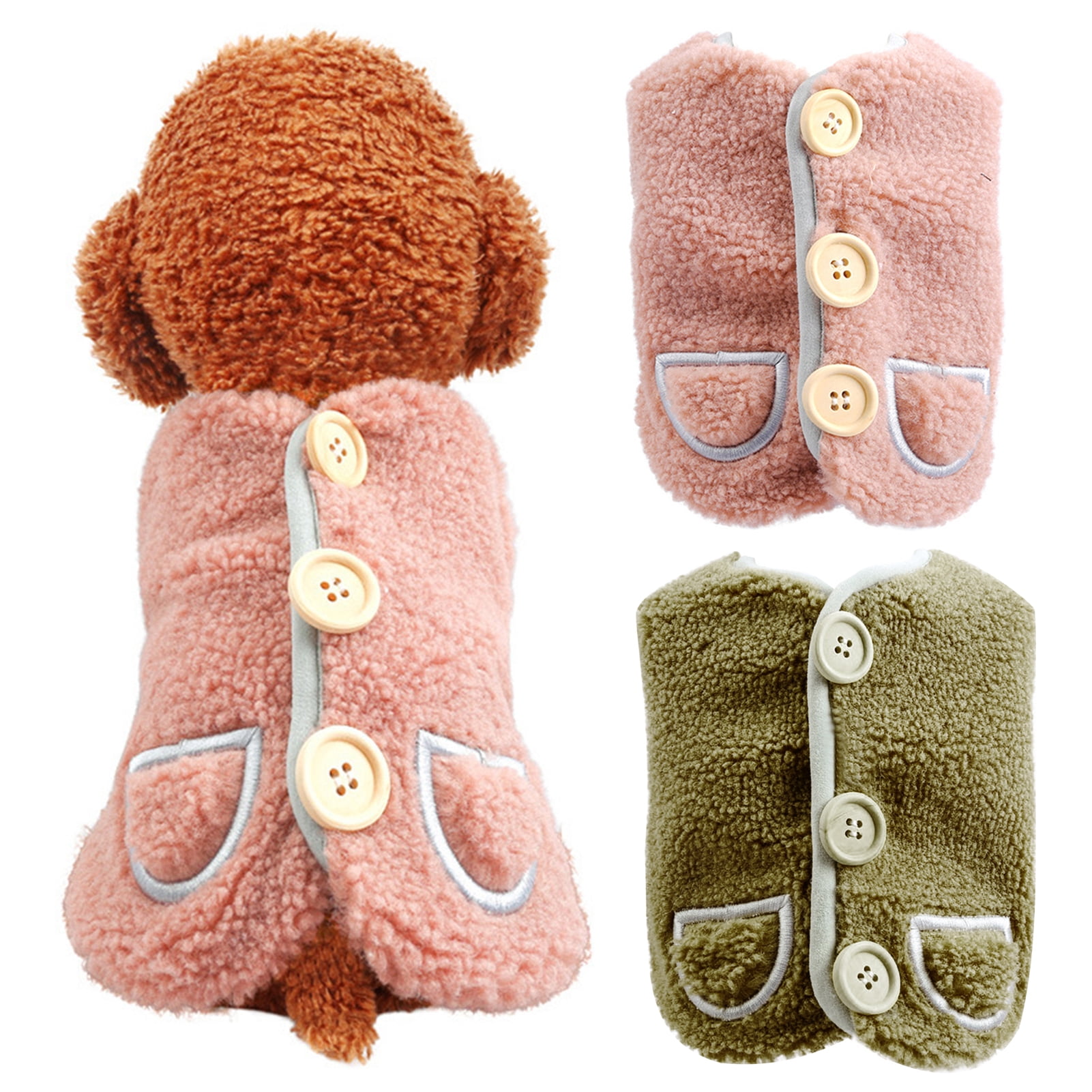 Pet Cat Plush Jacket Button Closure Vest Puppy Compression Garment Dog ...