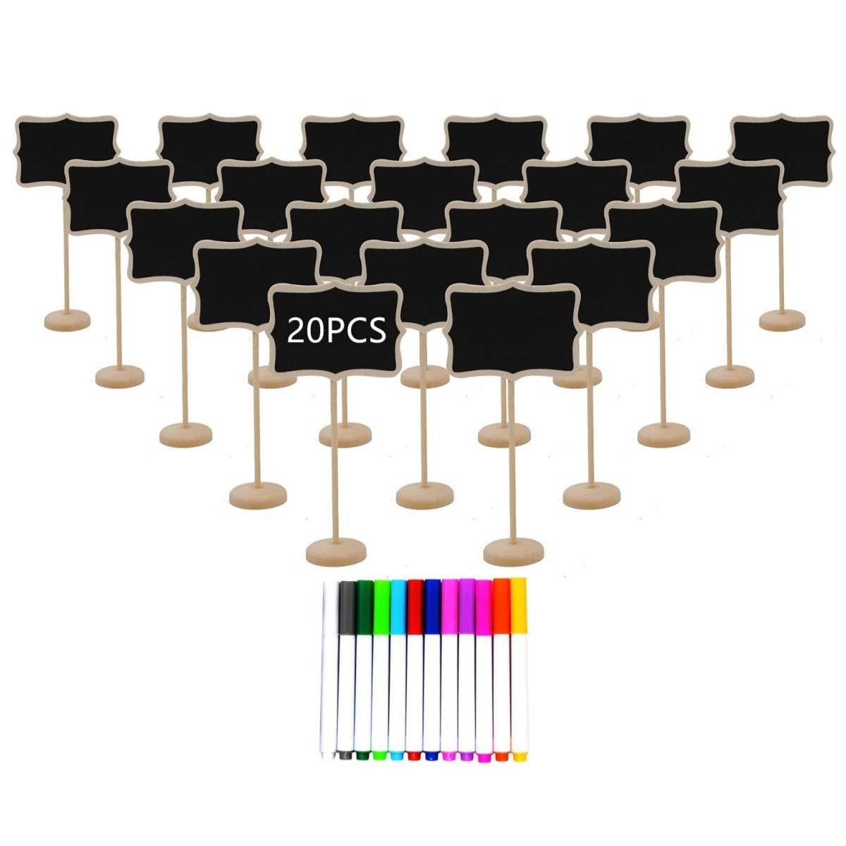 WSBArt 20Pcs Wood Mini Chalkboard Sign with Easel Stand, Food Labels ...