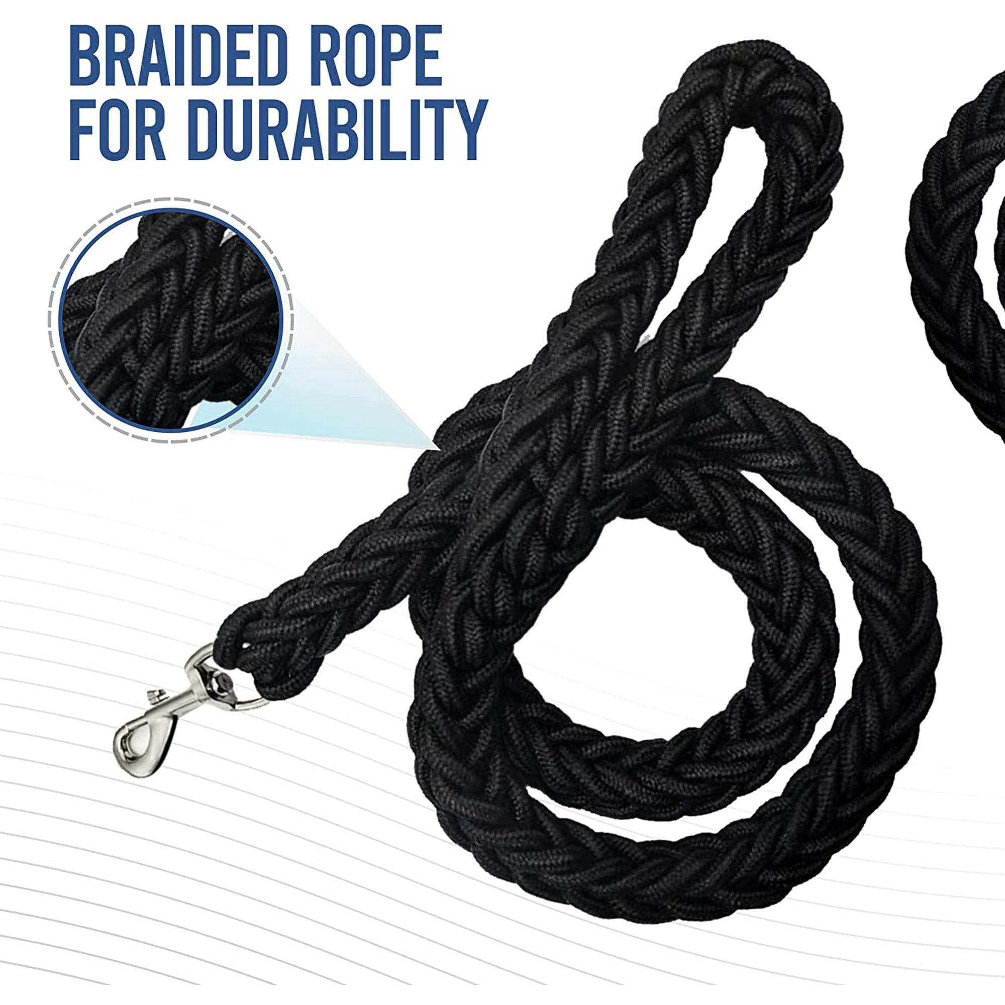 Dpaws Rope Leash For Large Dogs Attoe Large Dogs Leashes For Large Breed Dogs Heavy Duty Attoe Black Attoe Long Attoe 4ft Black