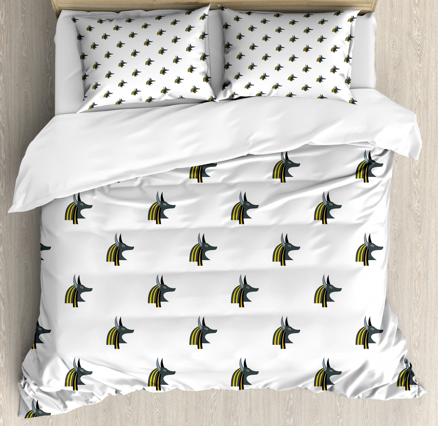 Egyptian Duvet Cover Set, Head of an Indigenous Religious Figure Jackal ...