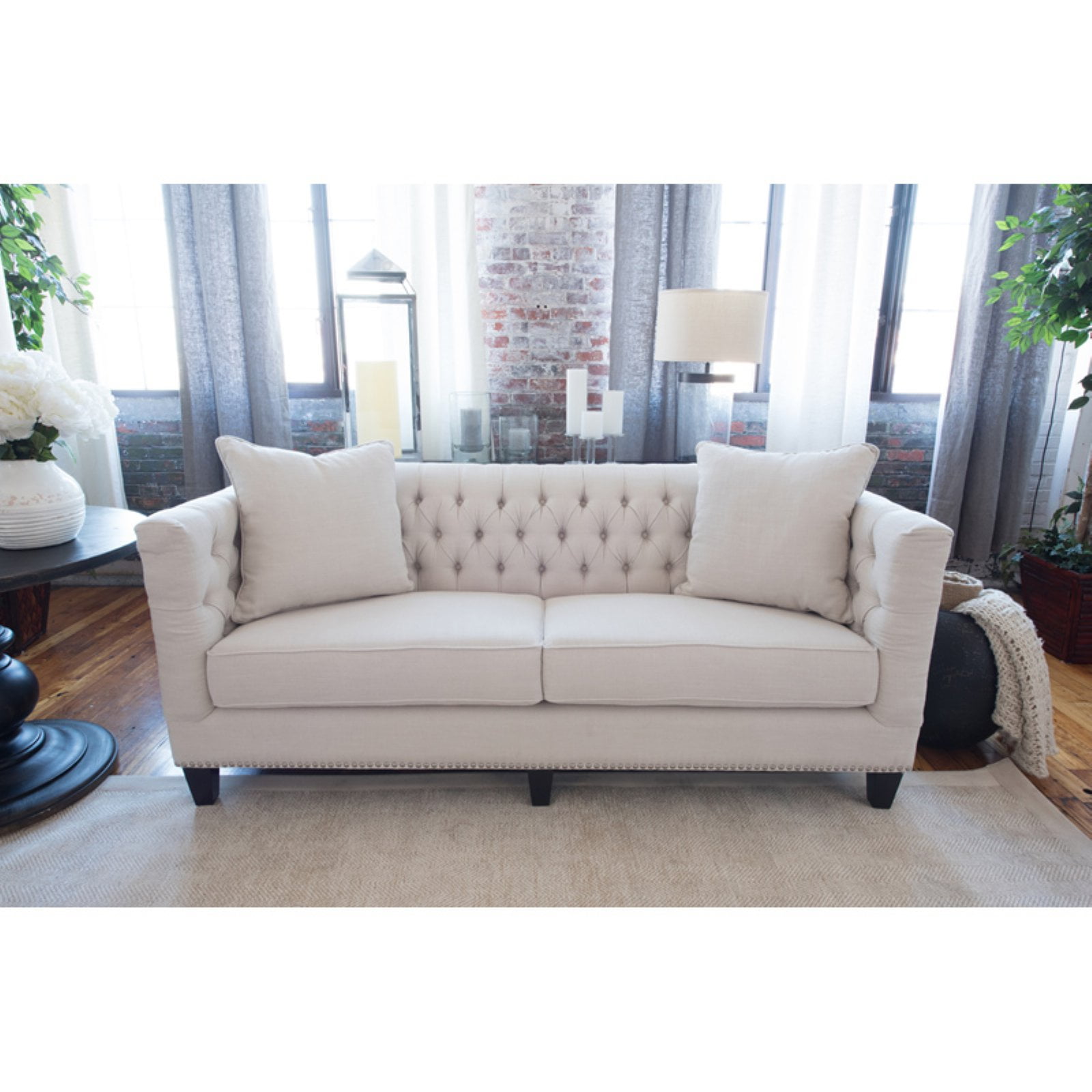 South Beach Fabric Collection Sofa in Seashell - Walmart.com