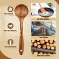 5-Piece Natural Teak Wooden Kitchen Utensil Set with Holder and Spoon ...