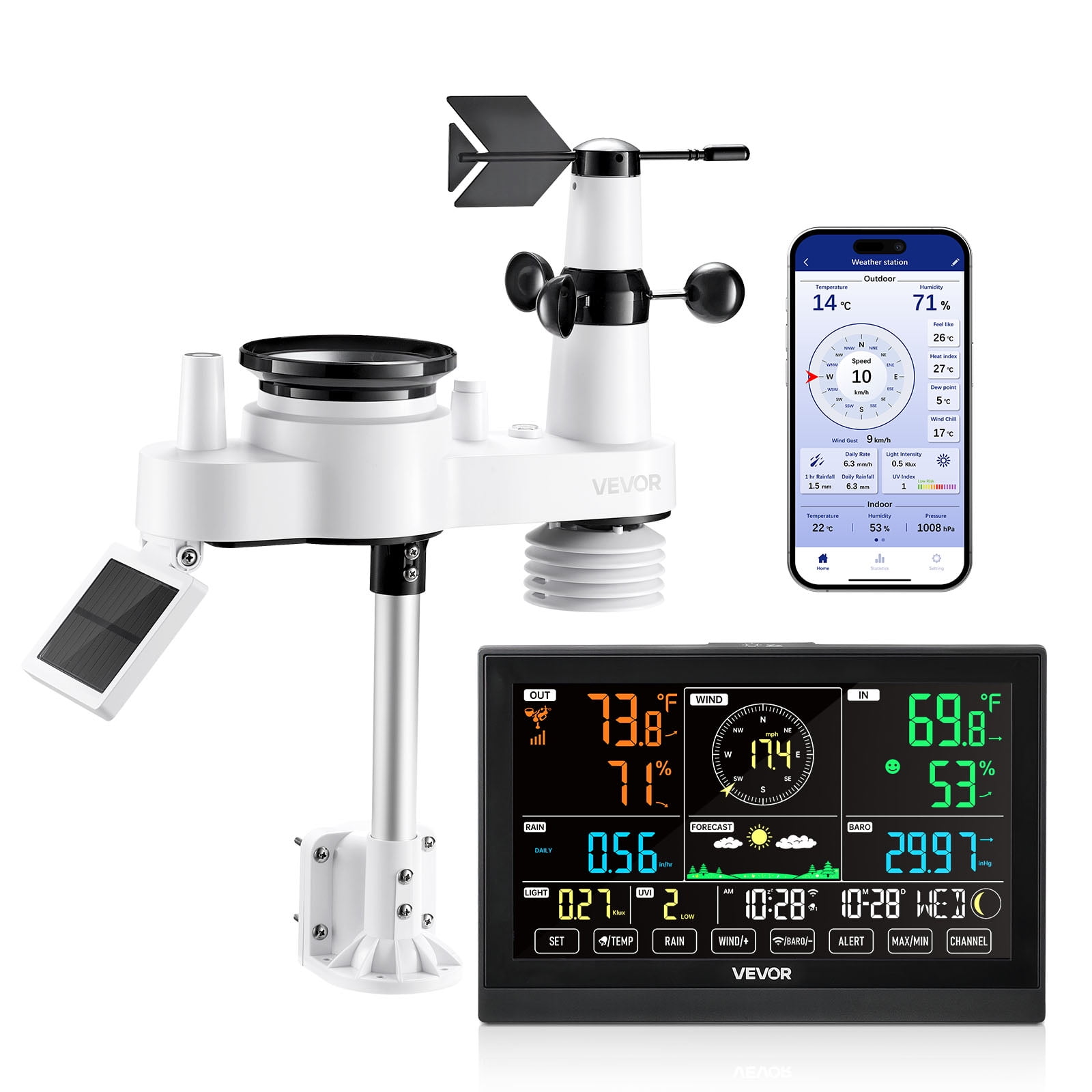 Click here for Vevor 7-In-1 Wi-Fi Weather Station With App  7.5-I... prices