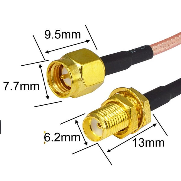 2 x Cable SMA SMA Macho Hembra Cable Coaxial 1m Cable de Extensión SMA RG316 Conector SMA Macho ...
