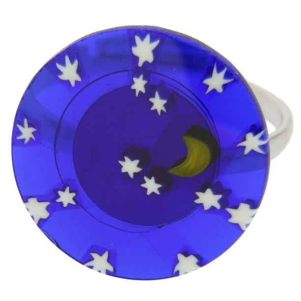 GlassOfVenice Murano Glass Millefiori "Starry Night" Ring 3/4 Inch ...