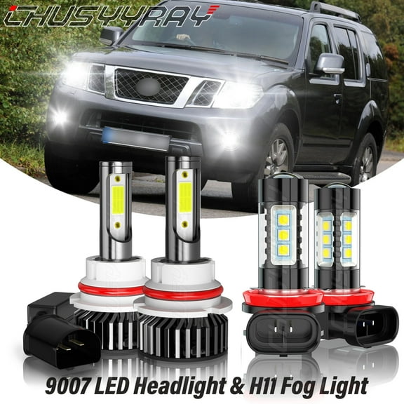 CHUSYYRAY LED Headlight Dual Beam Fog Light Bulbs Kit for Nissan ...