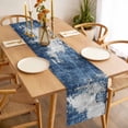 Abstract Mottled Texture Table Runner 13x90 inch Blue Gary Stitching ...