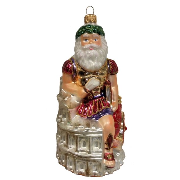 Roman Santa with Chariot and Coliseum Polish Glass Christmas Ornament ...