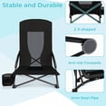 Black High-Back Folding Beach Chair With Mesh Back, Padded Armrests ...