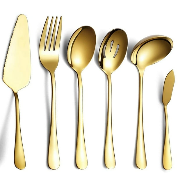 6-Piece Serving Flatware Silverware Set, Serving Utensil Set,Include ...