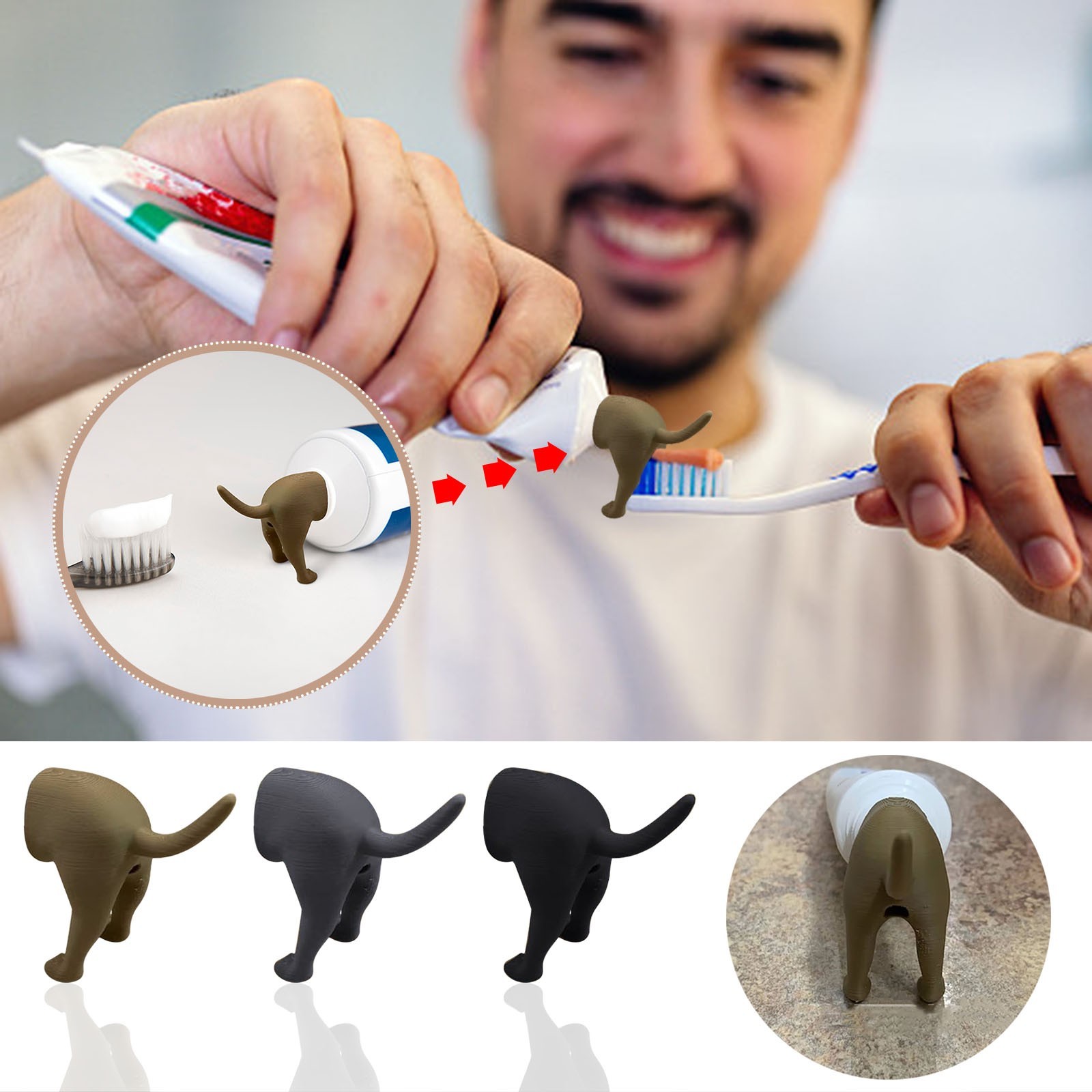 Teissuly Funny Pooping Dog Butt Toothpaste Topper Pooping Toothpaste ...