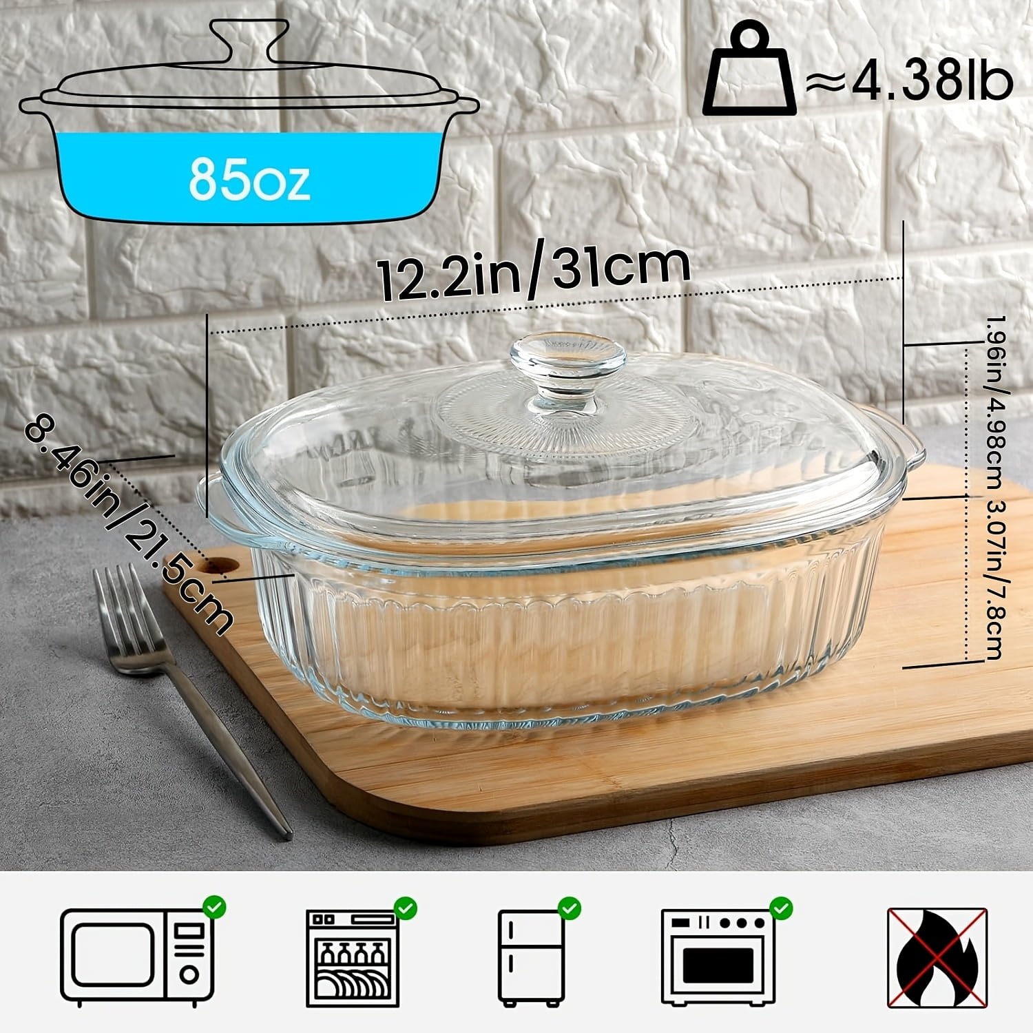 Click here for Amerteer Elegant Glass Casseroles With Lids Set Ri... prices