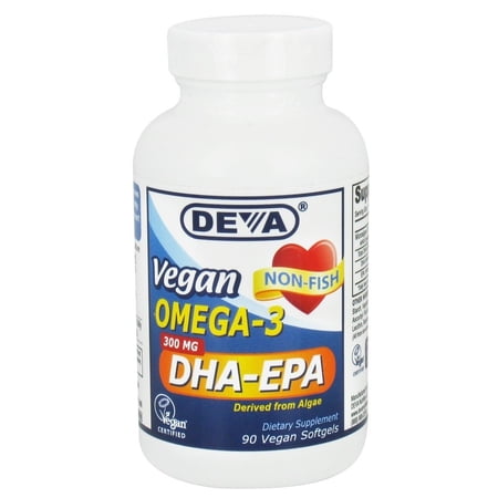 Deva Nutrition - Vegan Omega-3 DHA-EPA Non-Fish Derived from Algae 300 ...