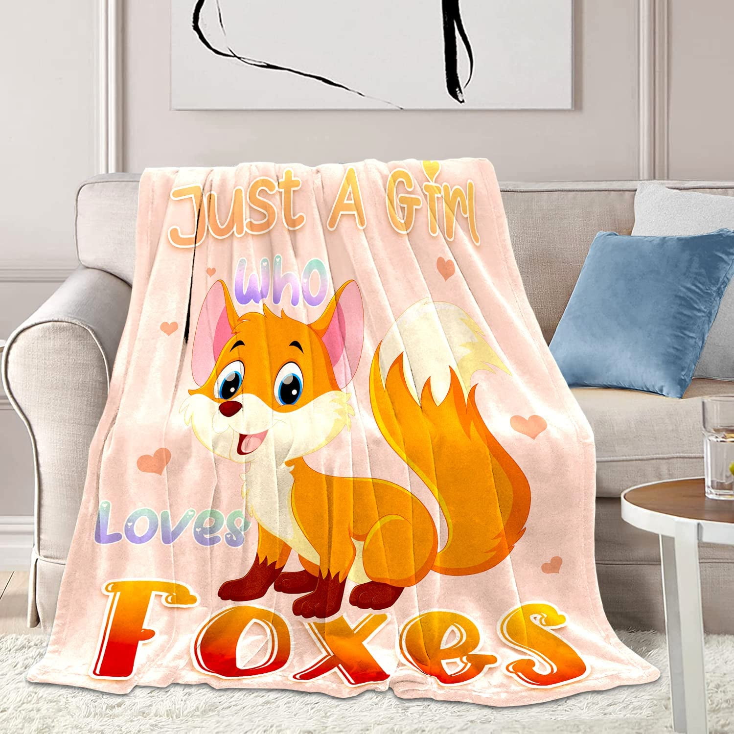 Fox Blanket for Girls, Just A Girl Who Loves Foxes Throw Blanket, Soft ...