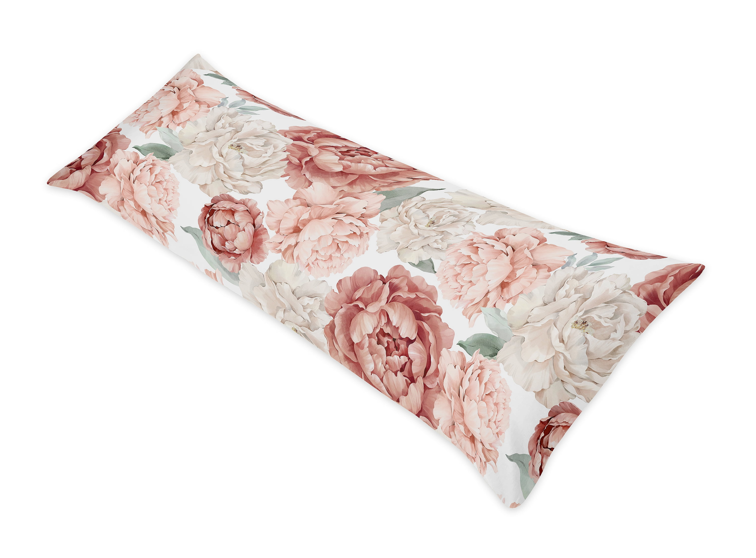 Peony Floral Garden Pink And Ivory Body Pillow Case Pillow Not Included Girl By Sweet Jojo
