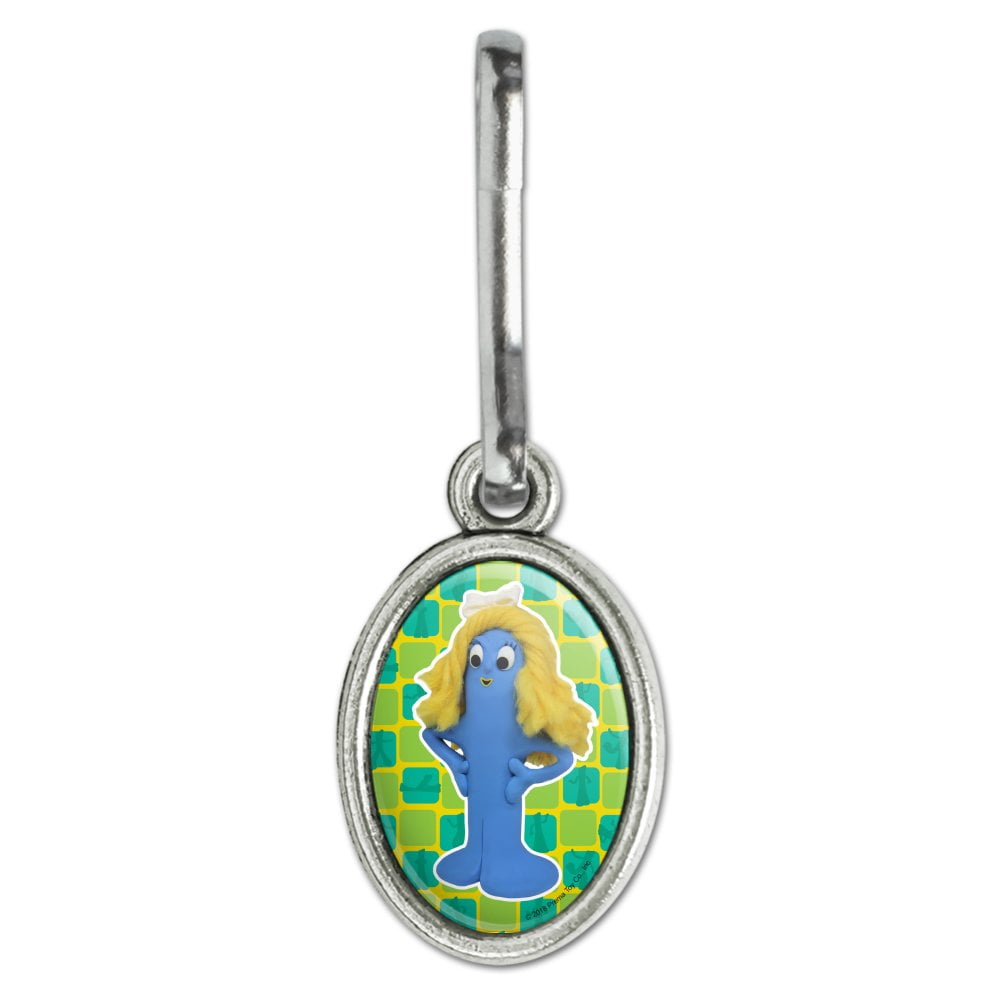 Goo Blue Mermaid Gumby Clay Art Antiqued Oval Charm Clothes Purse ...