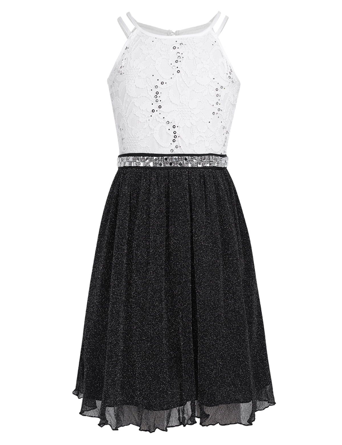 iEFiEL Big Little Girls Halter Neck Chiffon Summer Dress Sleeveless ...