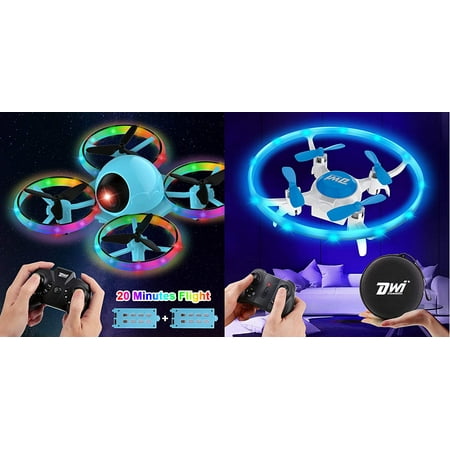 D10 Long Flight Time Drone for Kids with Blinking Light, Blue + D9 ...