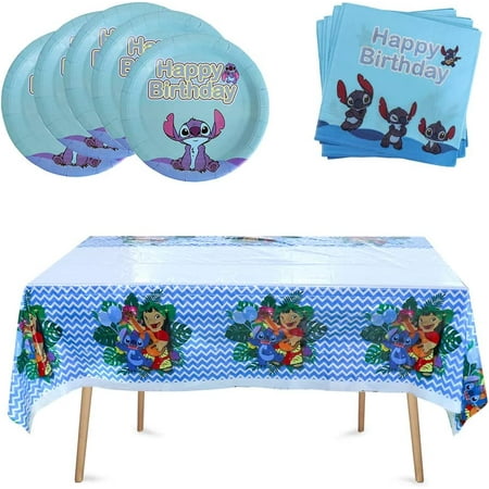 41Pack Lilo And Stitch Party Supplies include 20 plates, 20 napkins ...