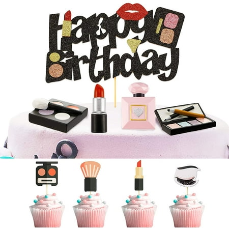 LuoHeng 29 Pieces Makeup Themed Cake Toppers 3D Resin Cosmetics Cake ...
