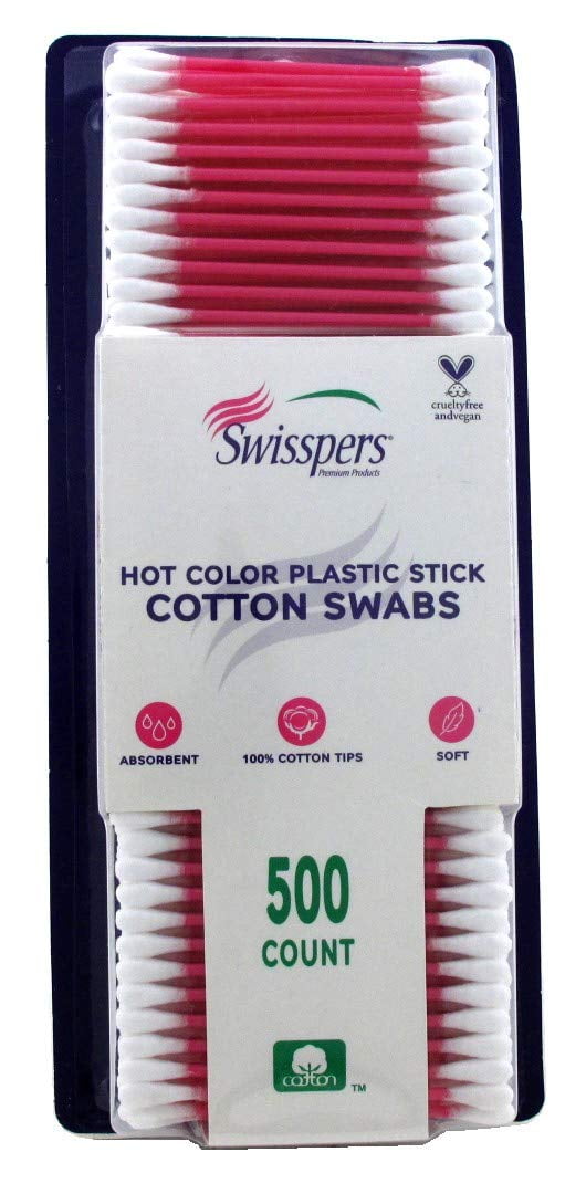 Swisspers Cotton Swabs 500 Count (Hot Color) (6 Pack) - Walmart.com
