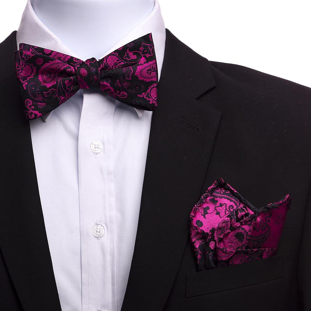 Click here for Amedeo Exclusive Mens Pink And Black Silk Self Bow... prices