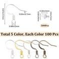 500Pcs 5 Colors Brass French Earring Hooks Ear Wire with Horizontal ...