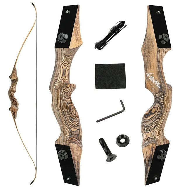 BLACK HUNTER Recurve Bow 20-60lbs Bamboo Core Limbs Wooden Riser ...