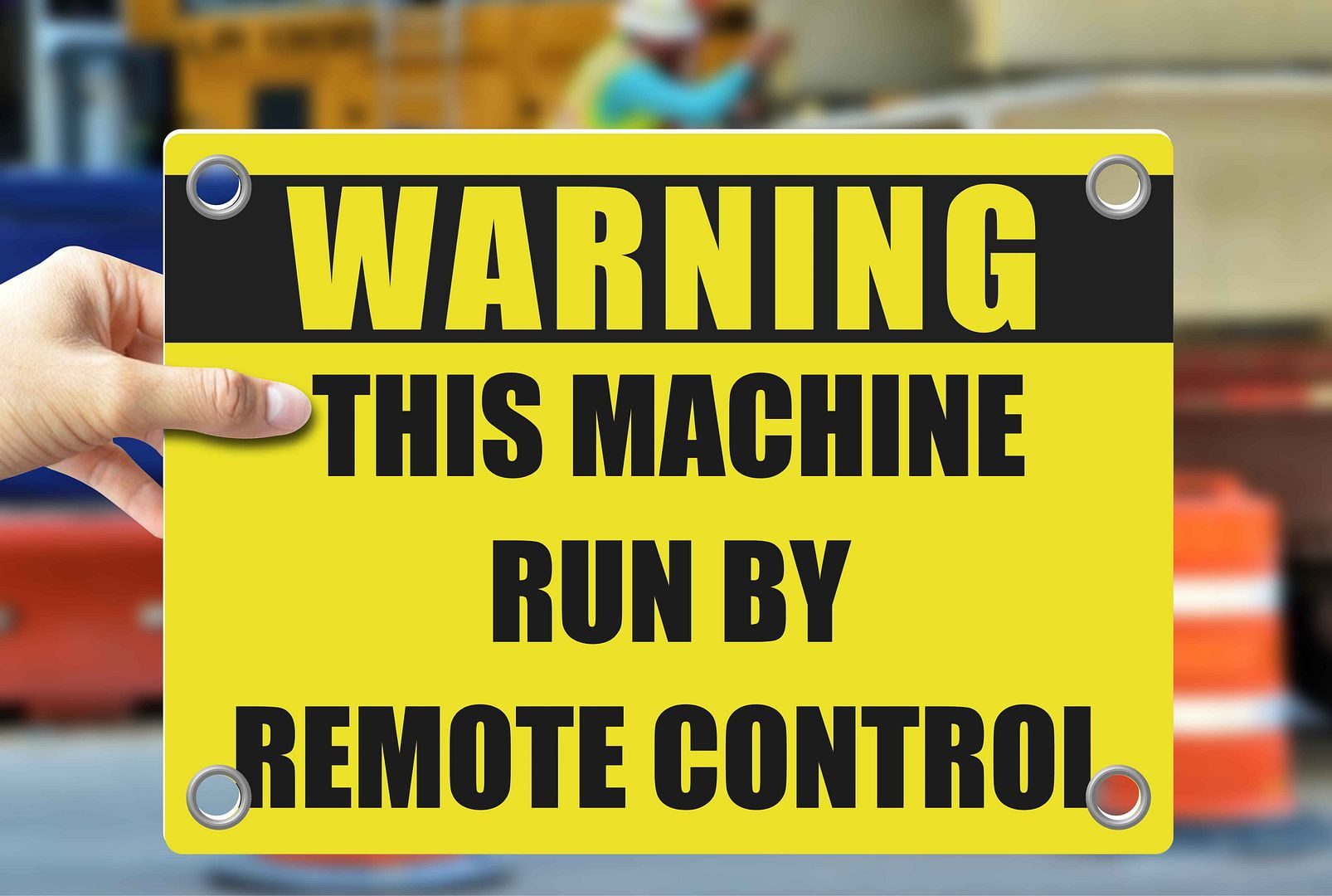 THIS MACHINE RUNS BY REMOTE CONTROL | Warning Notice Caution Danger 3mm ...