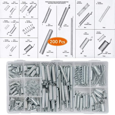 200 Pcs Extension Springs Compression Springs Tension Spring Assortment ...