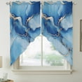 Marble Blue Swag Curtain Valance for Window 2 Panels Abstract Art Stone ...