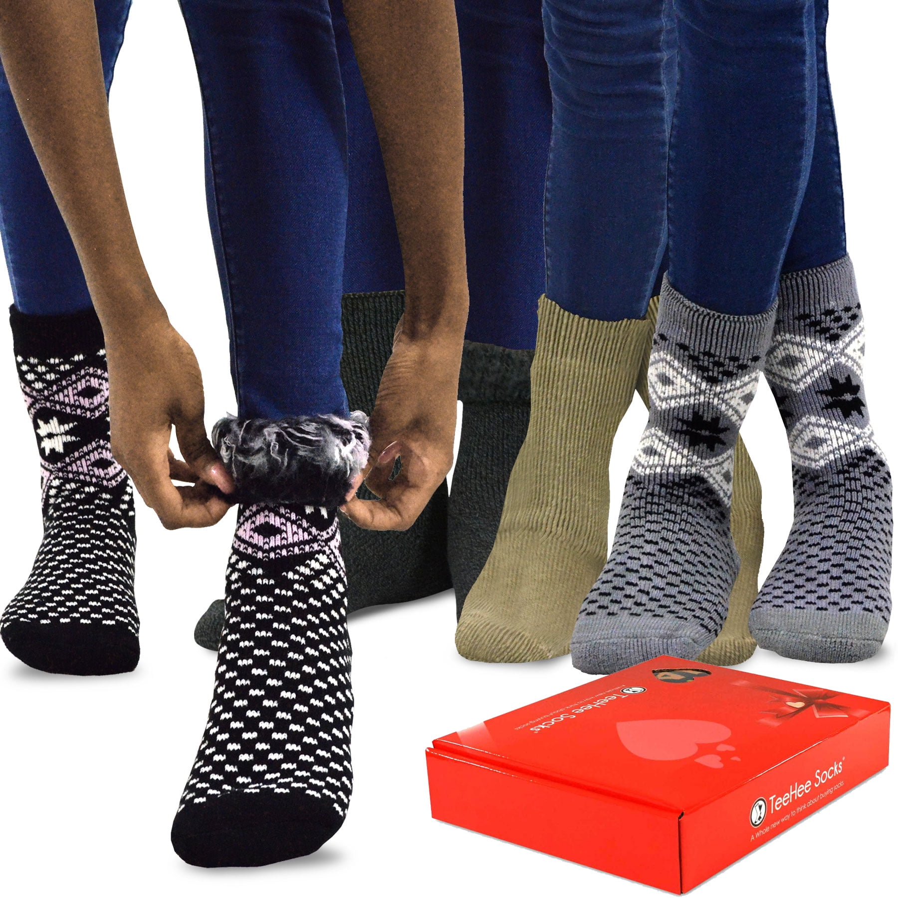 TeeHee Super Warm Brushed Winter Heat Thermal Crew Socks Multi-Pack for ...
